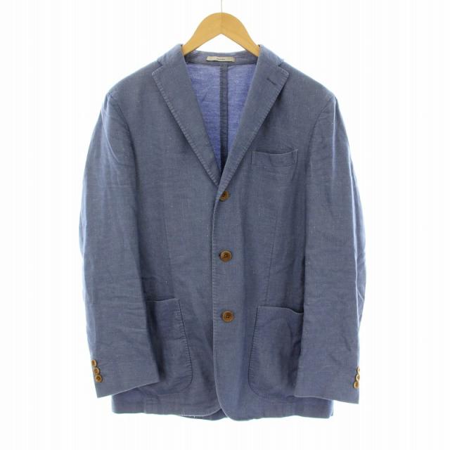 【中古】ボリオリ BOGLIOLI DOVER テーラードジャケット ブレザー 麻 リネン混 46 青 ブルー T2902EW /KU メンズ