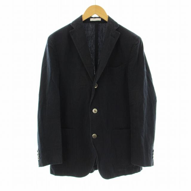【中古】ボリオリ BOGLIOLI 23 DOVER テーラードジャケット ブレザー 麻 リネン混 46 紺 ネイビー T2902E /KU メンズ
