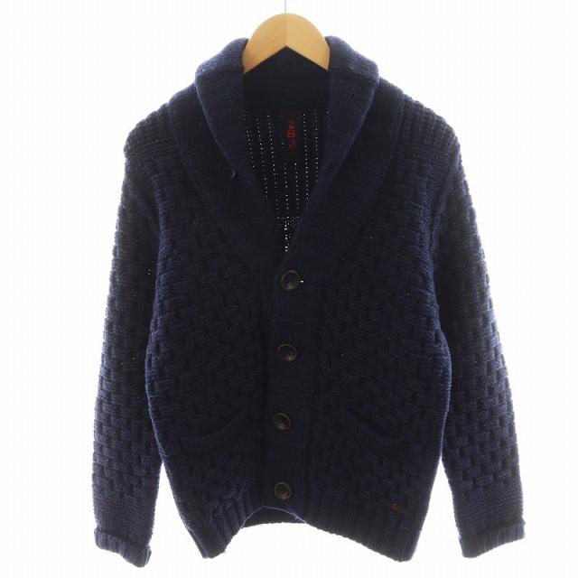 【中古】ザノーネ ZANONE 2B3 JOE カーディガン ロゴ ウール 48 紺 ネイビー 7ET JP3 ZB001 /AN30 メンズ