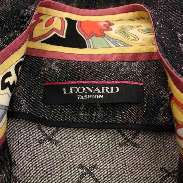【中古】レオナール LEONARD FASHION テーラードジャケット アウター シングル 総柄 シルク ウール 13AR グレー 中古】レオナール LEONARD FASHION テーラードジャケット アウター