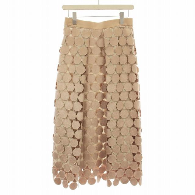 【中古】アドーア ADORE 23SS サークルレーススカート 531-3120402 ロング フレアスカート 38 ピンクベージュ