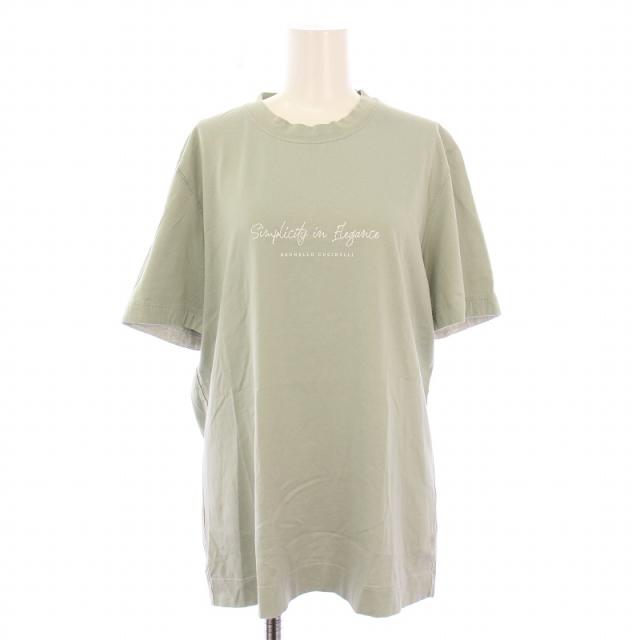 【中古】ブルネロクチネリ Simplicity in Elegance SLIM FIT Tシャツ カットソー 半袖 クルーネック ロゴ M 黄緑