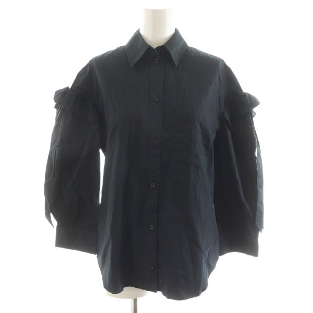 【中古】シモーネ ロシャ simone rocha シャツ ブラウス 長袖 フリル コットン UK6 黒 ブラック /AN29 レディース