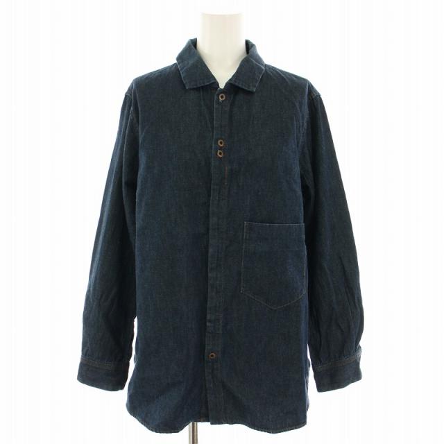 【中古】パラスパレス Pallas Palace デニムシャツ ブラウス 長袖 0 紺 ネイビー PFSH-3578C /YT レディース