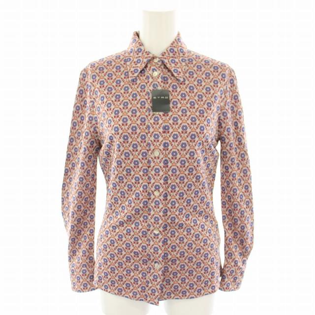【中古】未使用品 エトロ 25SS ニットシャツ 長袖 花柄 40 ライトグレー 赤 青 251-WRIA0060-99JJ403 レディース
