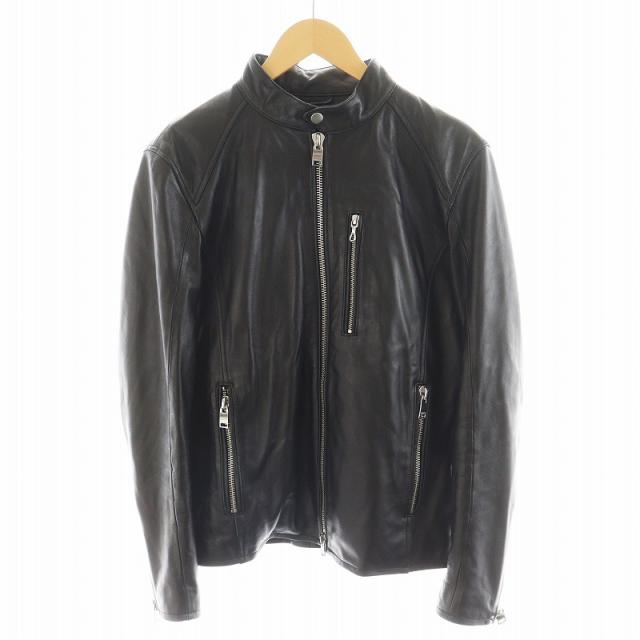 【中古】ジャックローズ Jackrose ライダースジャケット シングル ラムレザー 羊革 3 黒 ブラック 220704J