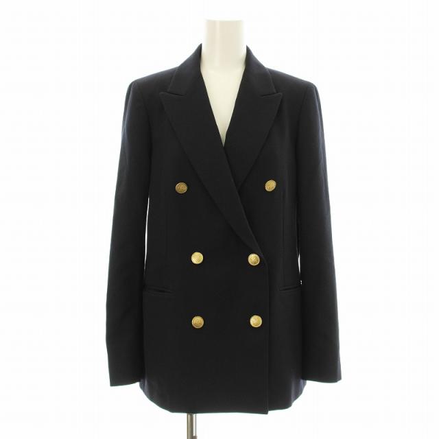 【中古】ユナイテッドアローズ W 6B ブレザー テーラードジャケット ダブル 金ボタン ウール 36 紺 1522-1444-2888