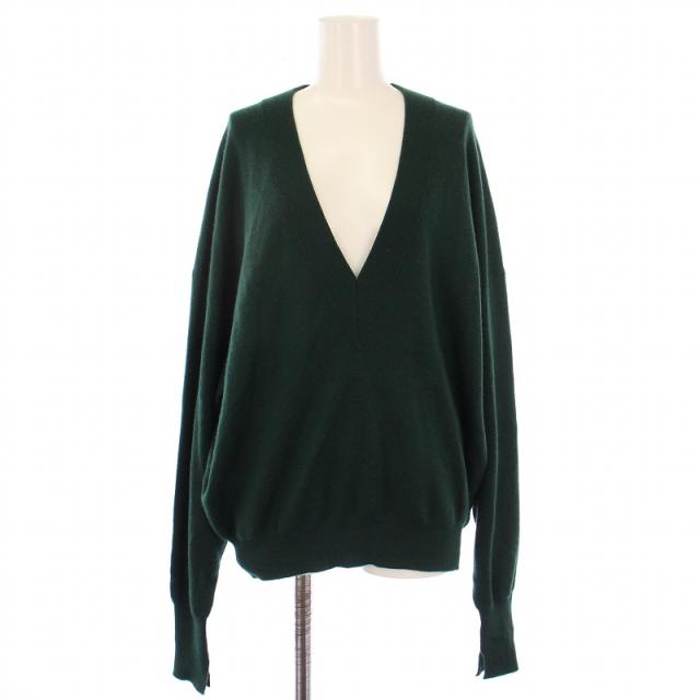 【中古】トゥモローランド .B カシミヤVネックプルオーバー ニット セーター 長袖 ストレッチ 無地 F 緑 グリーン