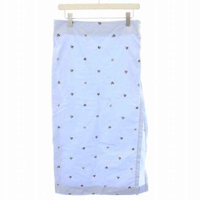 【中古】リア 24SS トゥモローランド取扱 スカート ロング タイト 花柄 刺繍 XS 水色 92-05-41-05038 レディース