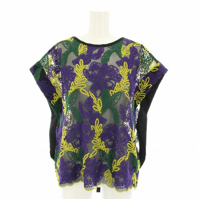 【中古】トゥモローランドビー メッシュエンブロイダリー キャップスリーブブラウス半袖 48-01-41-01205 レディース