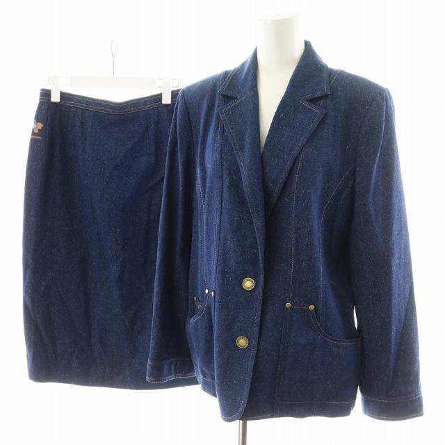 【中古】レオナール LEONARD FASHION セットアップ テーラードジャケット シングル 13AR 72-96 紺