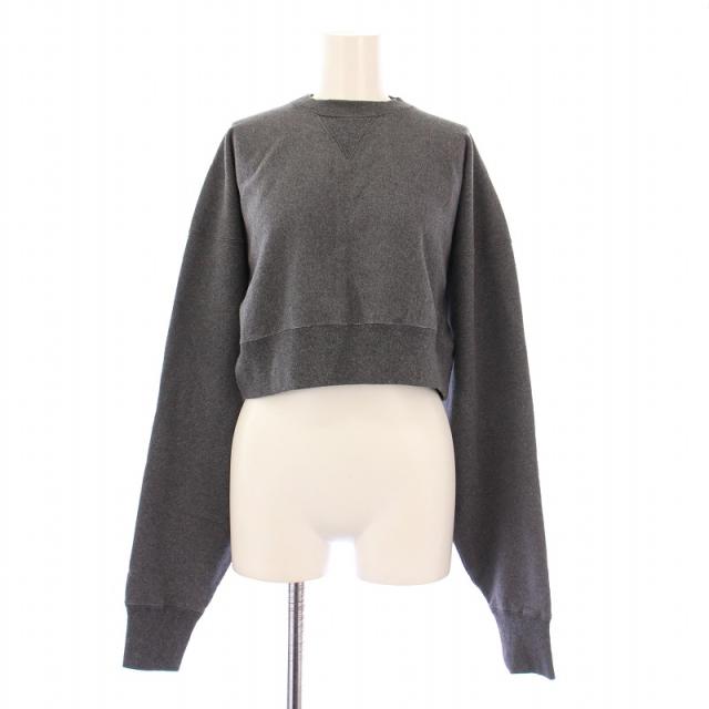 【中古】トゥデイフル クロップドスウェットプルオーバー トレーナー 長袖 クルーネック ショート丈 F グレー