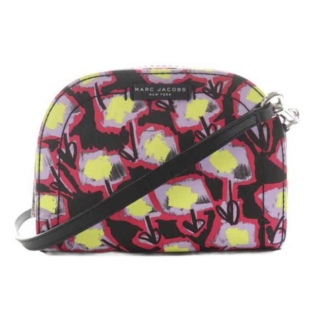 【中古】マークジェイコブス MARC JACOBS ショルダーバッグ 総柄 レザー ピンク 黒 ブラック 黄 イエロー