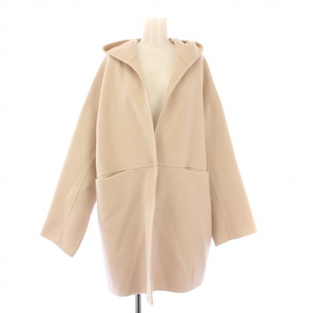 【中古】フレームワーク Framework コート アウター ショート丈 フード ウール 38 ベージュ /BB レディース