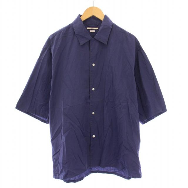 【中古】ブラームス シャンブレーオープンカラーシャツ カジュアル 半袖 レギュラーカラー 無地 3 紺 BHS23S026