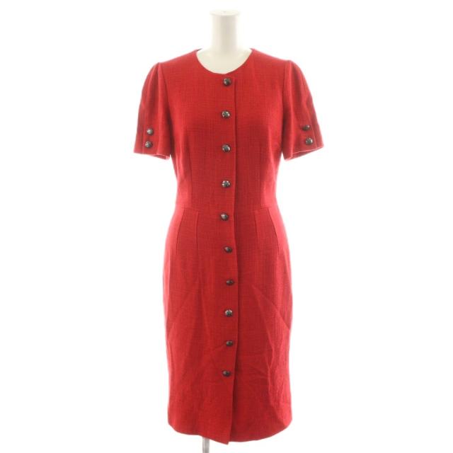【中古】ドルチェ&ガッバーナ ドルガバ DOLCE&GABBANA ワンピース ロング丈 半袖 リネン混 麻 シルク 絹 38 赤