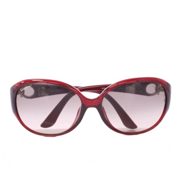 【中古】サルヴァトーレフェラガモ サングラス ガンチーニ 59□15 125 赤 グレー SF896SRA レディース