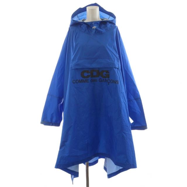 【中古】コムデギャルソン COMME des GARCONS ポンチョ フード ロゴ ナイロン F 青 ブルー SZ-J011