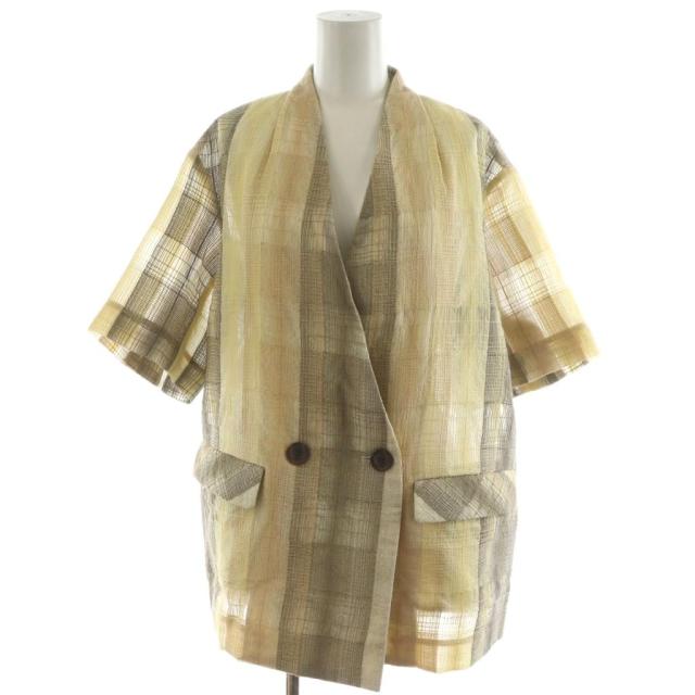 【中古】アメリヴィンテージ ジャケット ダブル チェック柄 F ベージュ 0225106210190