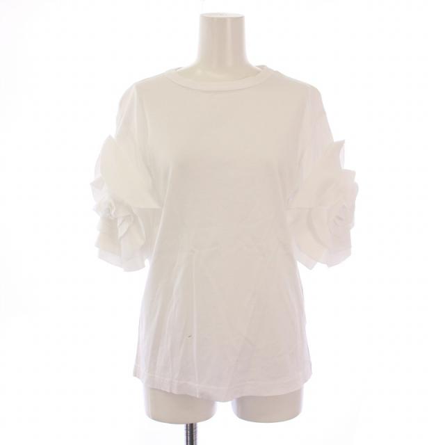 【中古】シーニュ Cygne Tシャツ カットソー 半袖 クルーネック ストレッチ フリル F 白 ホワイト /BB レディース