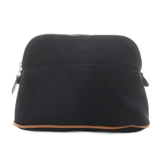【中古】エルメス HERMES ボリードTPM ポーチ ロゴ刺繍 キャンバス 黒 ブラック /AN2 ■OH レディース