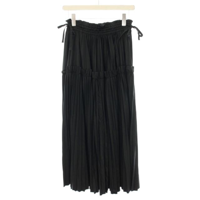 【中古】エンフォルド 22AW ソロテックスサテンプリーツスカート ロング リボン 38 黒 300FA231-0770 レディース