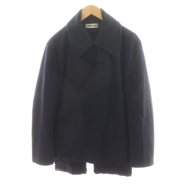 【中古】ケイスケヨシダ KEISUKEYOSHIDA Bullied Pea Coat コート ミドル丈 ウール アウター F 紺 ネイビー 黒