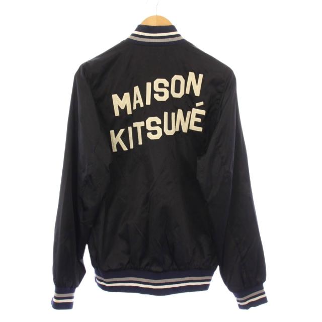 【中古】メゾンキツネ サテンボンバージャケット ブルゾン ナロン アウター ショート丈 ロゴ XS 黒 KML-0401-A 中古】メゾンキツネ サテンボンバージャケット ブルゾン ナロン