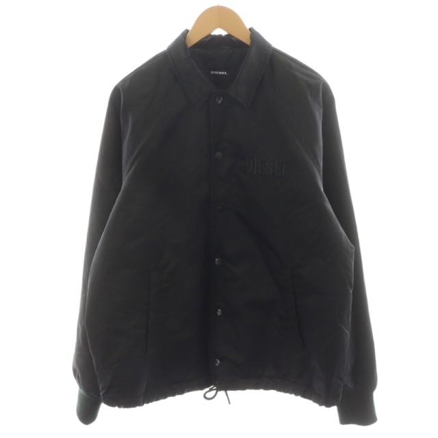 【中古】ディーゼル DIESEL 中綿ジャケット 裏地キルティング ロゴ 刺繍 ナイロン アウター M 黒 ブラック