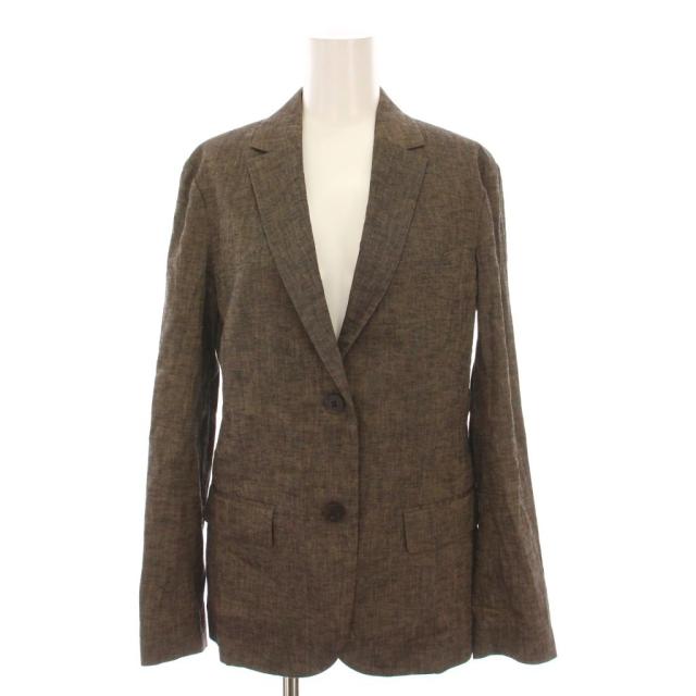 【中古】セオリー Theory 19SS TEXTURED LINEN CLASSIC BLAZER J リネンジャケット テーラード アウター 2 茶 黒