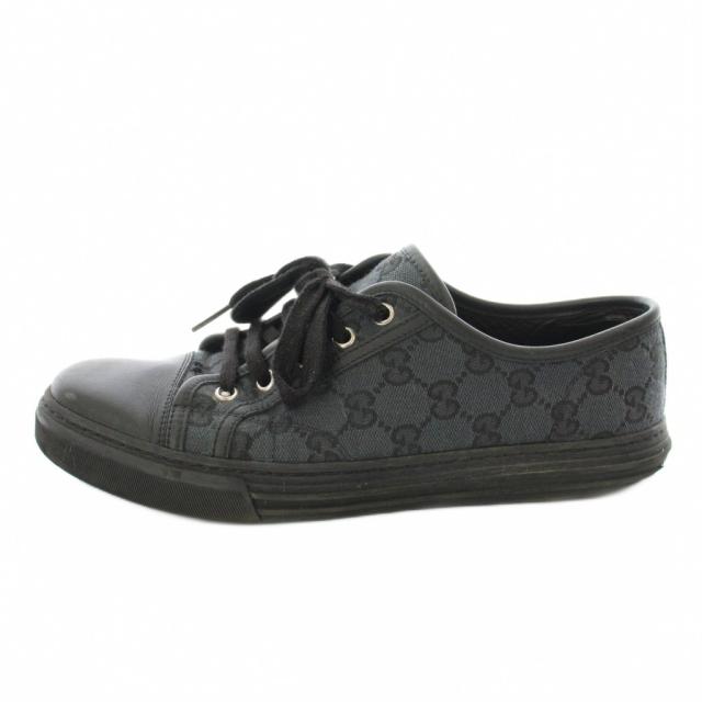 【中古】グッチ GUCCI スニーカー ローカット GGキャンバス レザー 6.5 黒 ブラック 426189 /KU メンズ