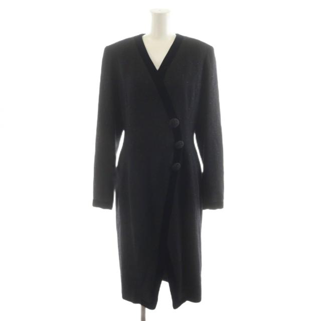 【中古】ジャンルイシェレル JEAN-LOUIS SCHERRER ワンピース ロング丈 長袖 ラメ ウール 42 黒 ブラック