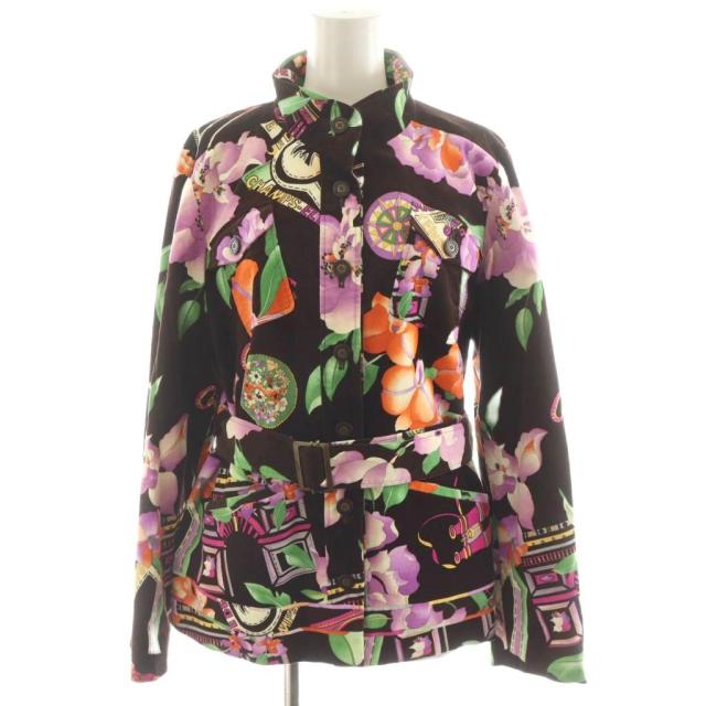 【中古】レオナールスポーツ LEONARD SPORT ジャケット コーデュロイ 花柄 香水柄 ベルト付き 40 マルチカラー