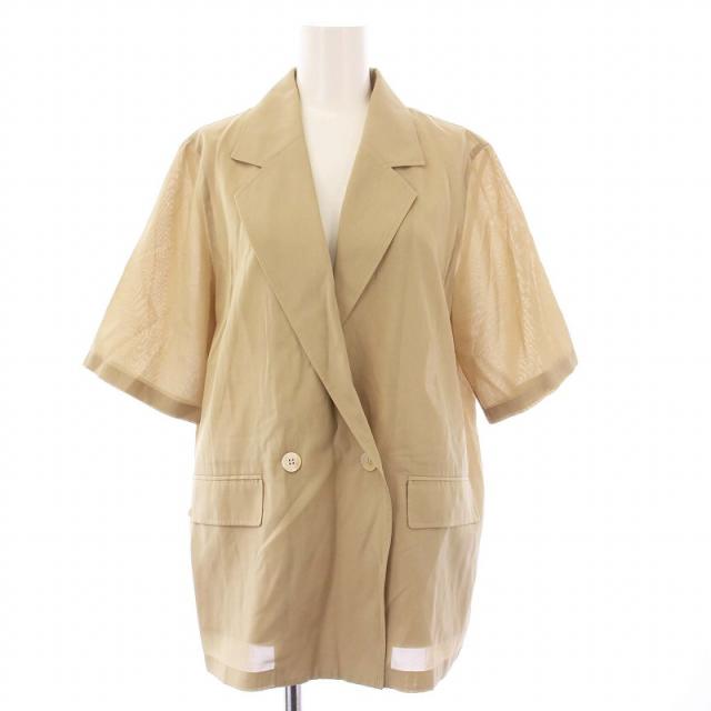 【中古】アダムエロペ Adam et Rope' 25SS シアージャケット テーラードジャケット 半袖 ダブル 36 ベージュ