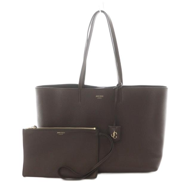 【中古】ジミーチュウ JIMMY CHOO NINE2FIVE トートバッグ ハンドバッグ ショルダーバッグ ポーチ付き レザー 茶
