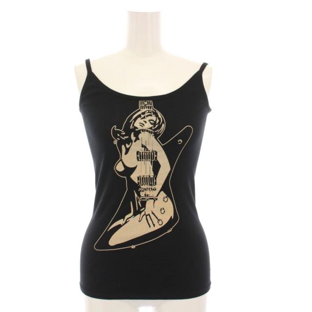 【中古】ヒステリックグラマー HYSTERIC GLAMOUR キャミソール カットソー プリント F 黒 ベージュ 0133CR03