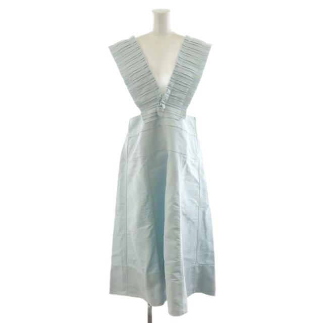 【中古】ブラミンク BLAMINK デニムジャンパースカート ワンピース ノースリーブ ロング丈 38 水色