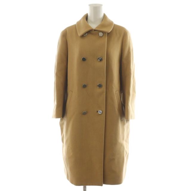 【中古】ドゥロワー Drawer ステンカラーコート ダブル ロング丈 ウール アウター 36 茶 ブラウン 6525-234-0080