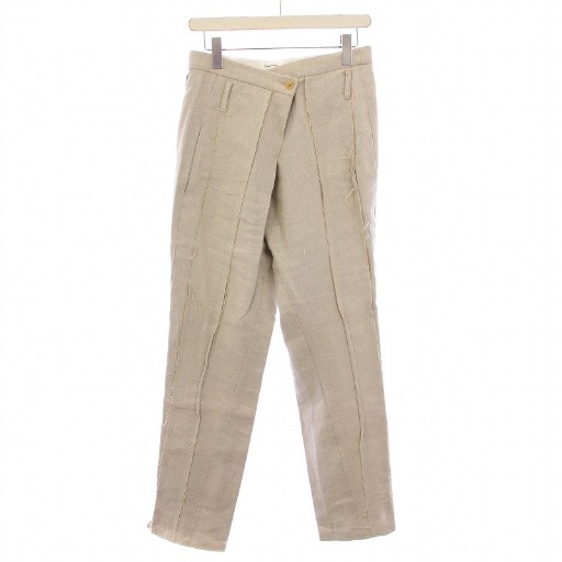 【中古】チカキサダ Chika Kisada テーパードパンツ スラックス 麻 リネン 1 ベージュ /BB レディース