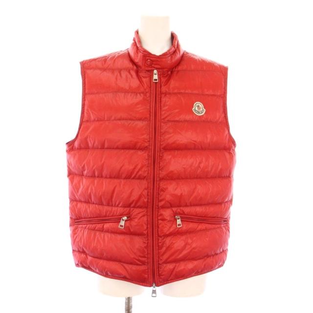 【中古】モンクレール MONCLER GUI GILET ダウンベスト スタンドカラー ジップアップ ナイロン ロゴ 赤