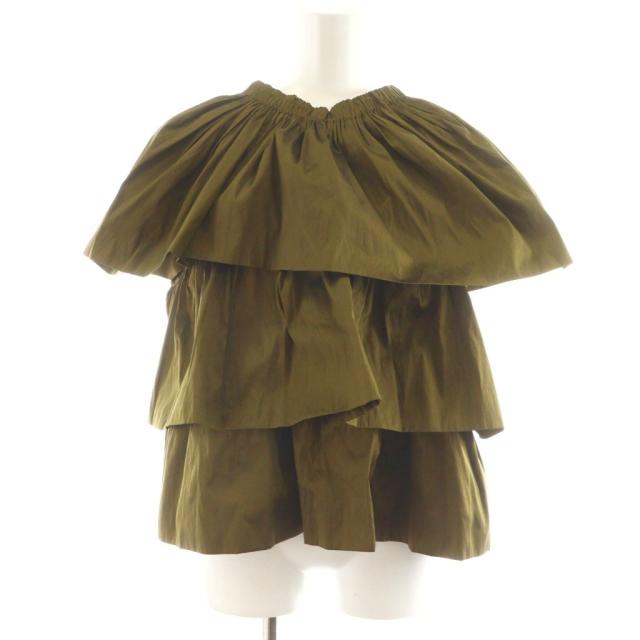 【中古】未使用品 サラマリカ sara mallika フリルレイヤードトップ シャツ ブラウス ノースリーブ カーキ 020142SB2