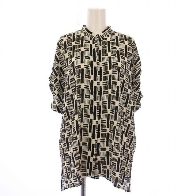 【中古】未使用品 ジャーナルスタンダードレサージュ DEVEAUX GOLDラメモノトーンシャツ ブラウス アイボリー 黒