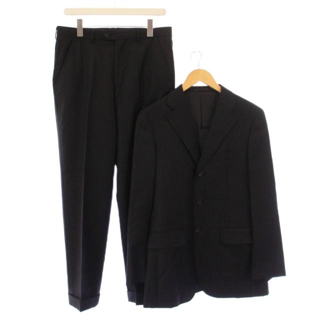 【中古】ポールスミス シングルスーツ セットアップ テーラードジャケット テーパードパンツ ウール 黒