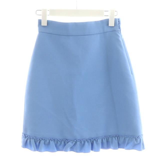 【中古】グッチ GUCCI フレアスカート ひざ丈 フリル シルク 絹 36 水色 ライトブルー 460488 /AN33 レディース