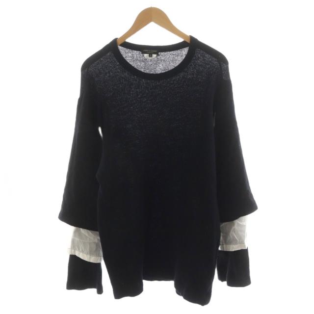 【中古】コムデギャルソンオムプリュス AD2022 ニット セーター 長袖 切替 ウール M 黒 PJ-T001