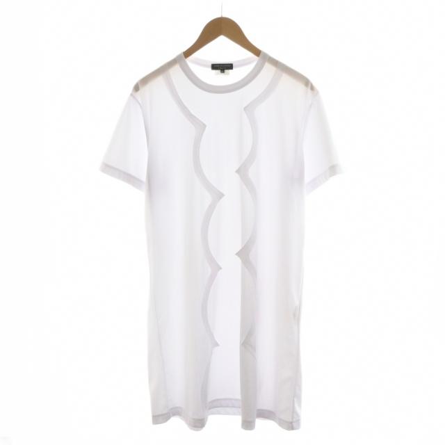 【中古】コムデギャルソンオムプリュス AD2021 Tシャツ カットソー 半袖 ロング丈 M 白 PI-T018