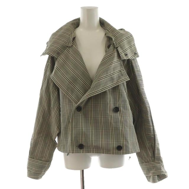 【中古】ヴァシュモン VACHEMENT ジャケット ダブル チェック柄 アウター F グレー VI-12-904 /AN15 レディース