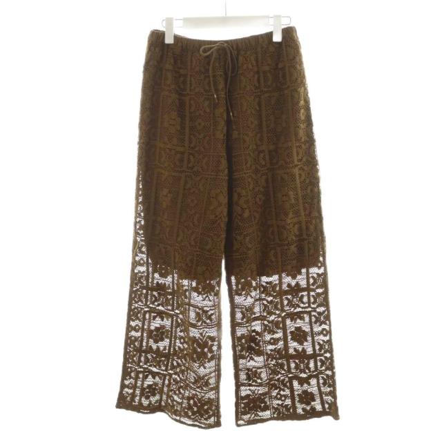 【中古】フレームワーク Framework 25SS コットンレースパンツ イージーパンツ 刺繍 茶 ブラウン 25030220717010