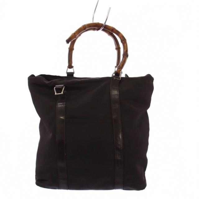 【中古】グッチ GUCCI バンブー ハンドバッグ トートバッグ ナイロン ブラウン 00037540508 /KH ■OH レディース