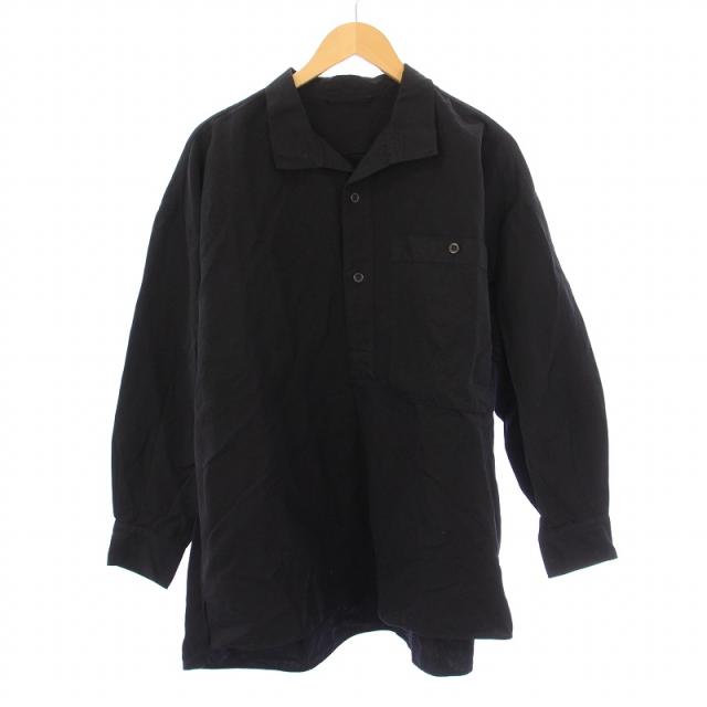 【中古】キャプテン サンシャイン スタンドカラースモックフィンクスリネンギャバジンシャツ カジュアル 長袖 黒